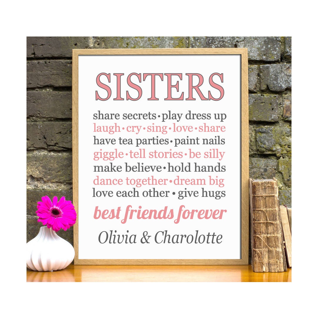 Sisters Print | Playroom Decor Print | Sister Room | Twin Sister Sign ...