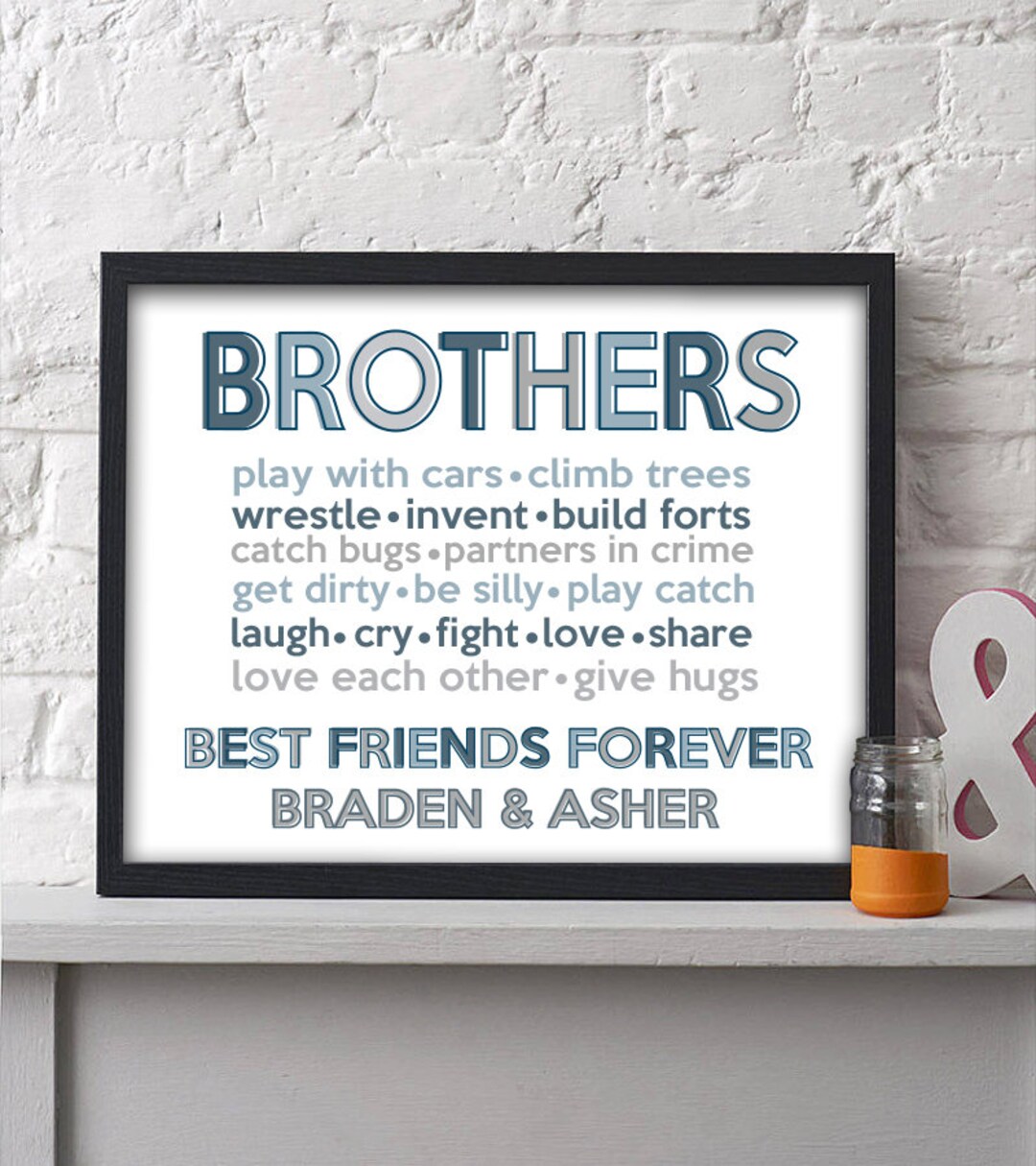Personalized Brothers Print | Playroom Decor Print | Boy Room | Twin ...