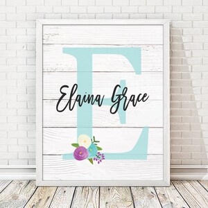 Girls Monogram Print | Floral Monogram | Personalized Print | Monogram ...