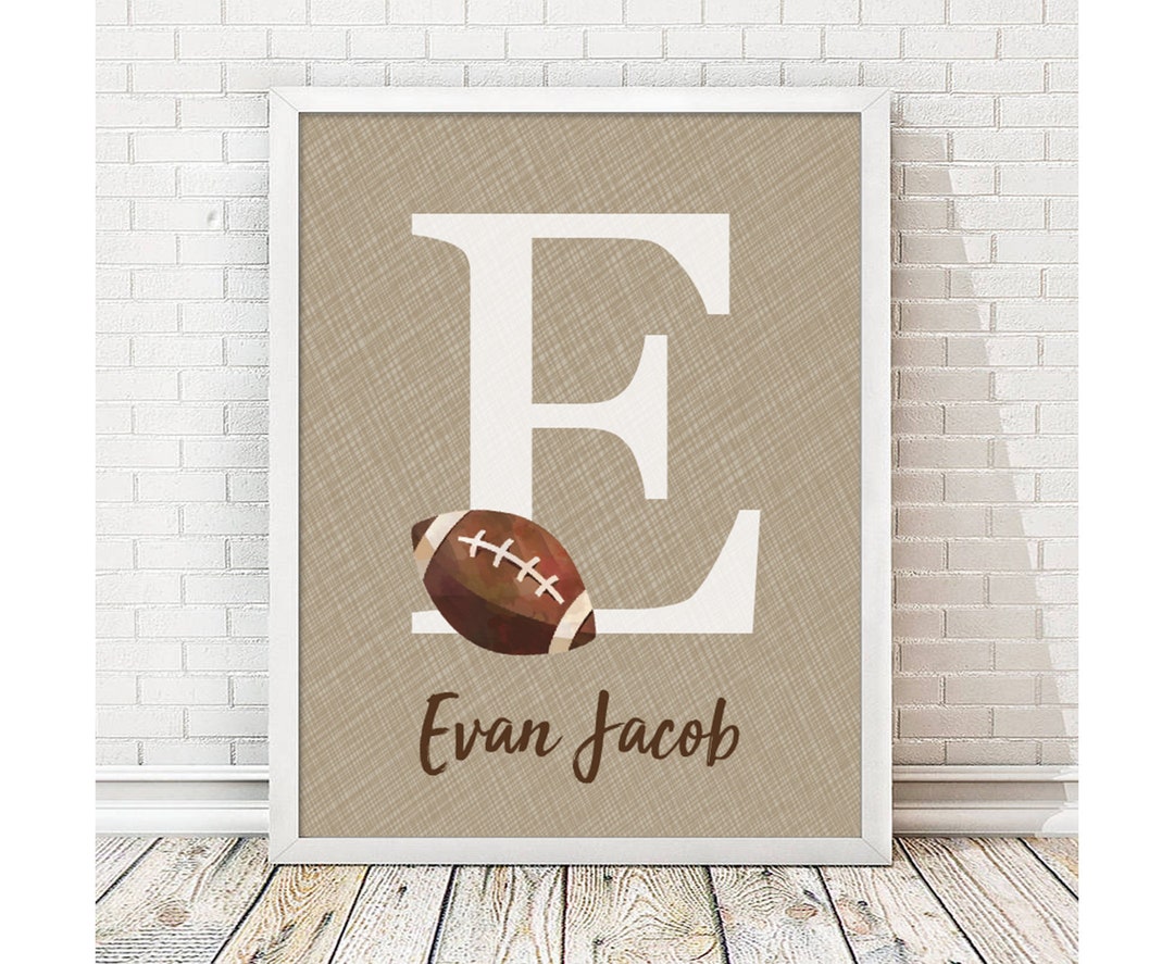 Monogrammed Football Art Print | Football Gift | Boy Name Decor ...