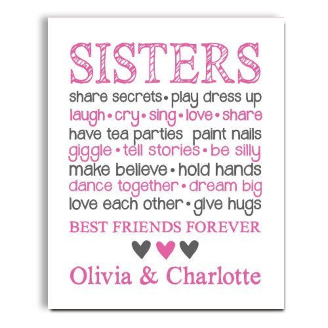 Personalized Sisters Print | Playroom Decor, Twin Sister Sign (digital ...