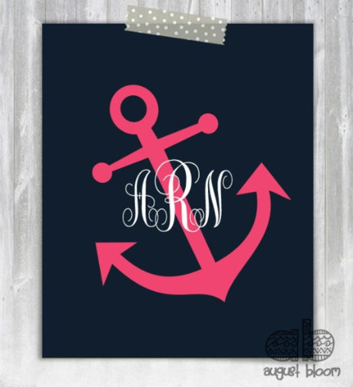 Anchor Monogram Print Preppy Monogram Daughter Gift - Etsy