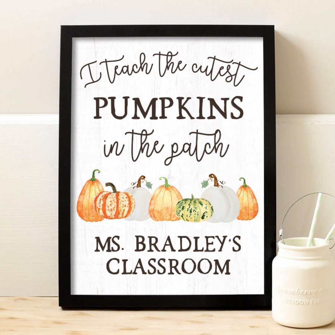 Personalized Teacher Pumpkin Patch Print | Fall Decor | Classroom Wall ...