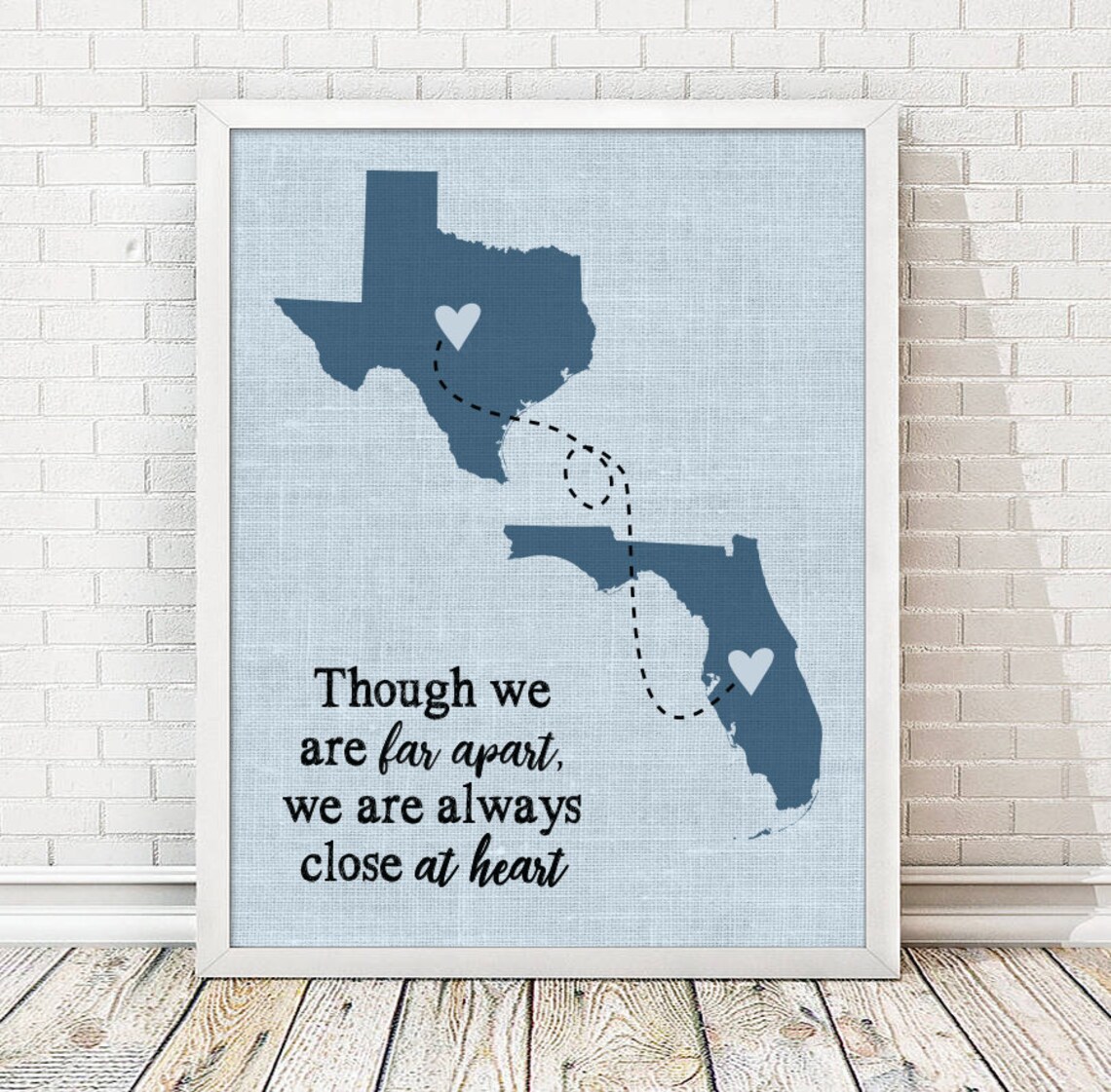 Personalized Far Apart but Close in Heart Print Long | Etsy
