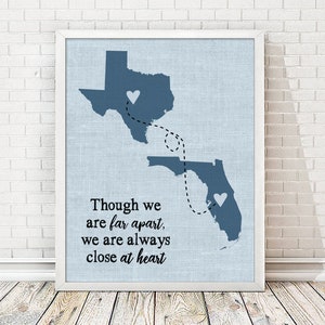 Personalized Far Apart but Close in Heart Print | Long Distance Map ...