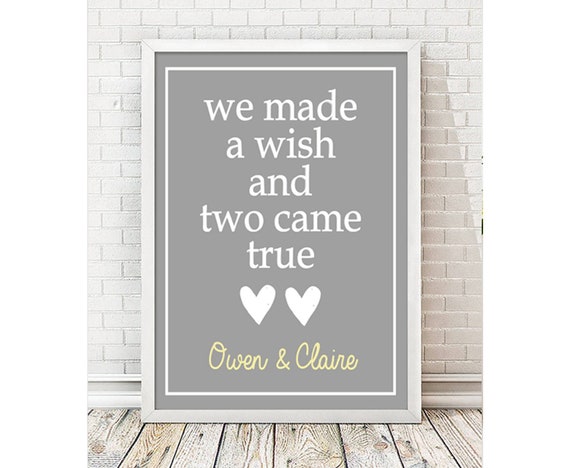 Two Came True Art Print Twin Wall Art Twin Decor Gender | Etsy