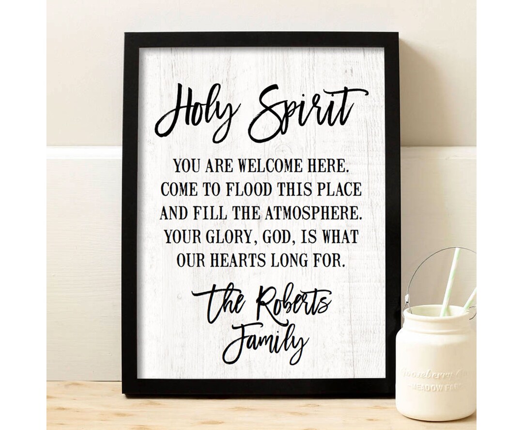 Holy Spirit Welcome Art Print | Personalized Christian Family Sign ...