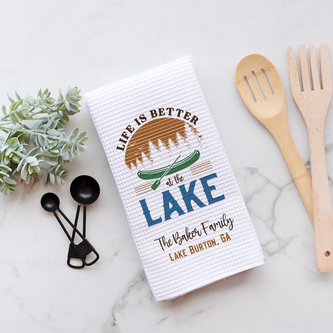Personalized Better at the Lake Dish Towel | Nature Hiking Towel | Lake ...