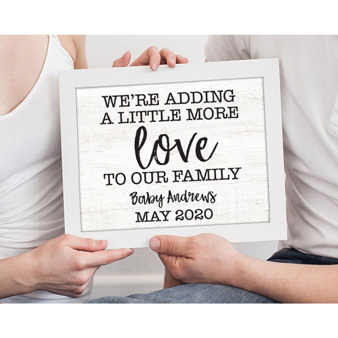 We're Adding A Little More Love | Baby Announcement Print | Pregnancy ...