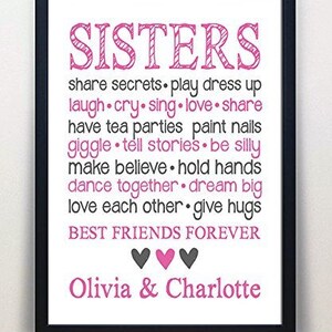 Personalized Sisters Print | Playroom Decor, Twin Sister Sign (digital ...