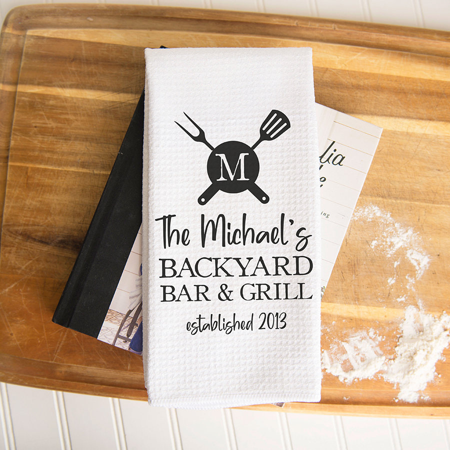 Backyard Bar & Grill Towel Mens Kitchen Towel Men Grilling | Etsy