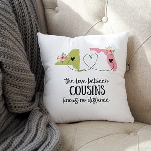 Personalized Long Distance Cousins Pillow | Gift for Cousin Ideas | Two ...