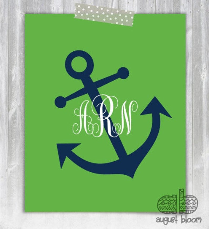 Anchor Monogram Print Preppy Monogram Daughter Gift | Etsy