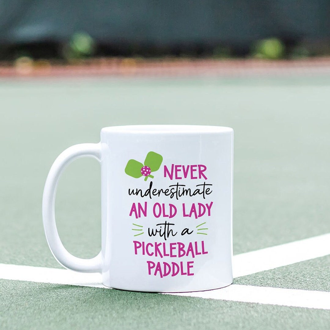 Old Lady Pickleball Paddle Personalized Coffee Mug | Funny Pun Coffee ...