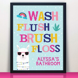 Llama Bathroom Paper Art Print | Girls Bathroom | Girls Shared Bathroom ...