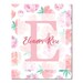 Girls Pink Floral Monogram Art Print Girls Floral Nursery Nursery Name ...