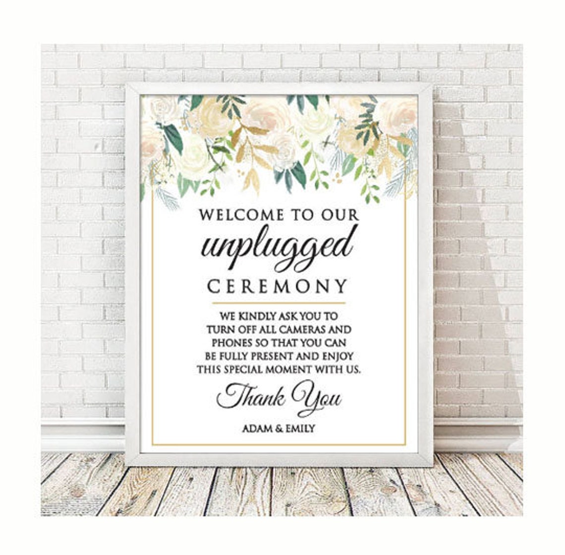 Unplugged Ceremony Wedding Print Personalized Wedding Decor - Etsy
