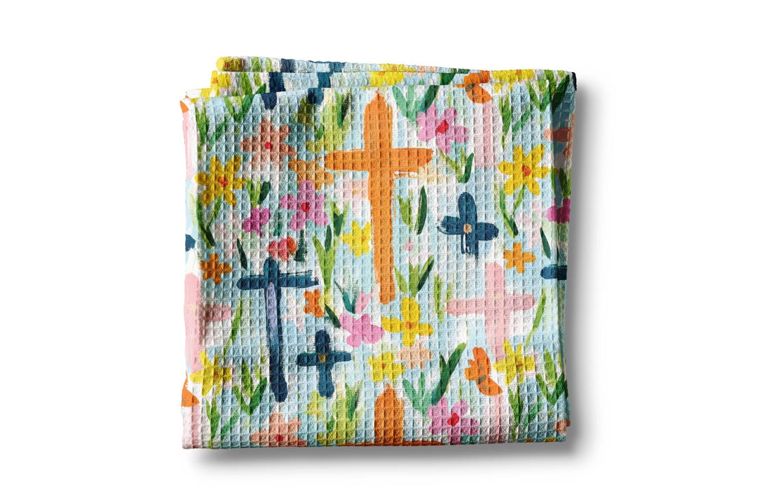 Easter Cross Kitchen Towel – Waffle Weave, Lint-free, Super Absorbent ...