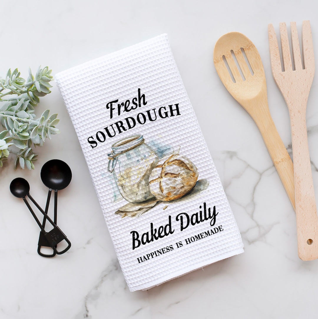 Sourdough Baked Daily Dish Towel | Bread Baking Kitchen Towel | Waffle ...