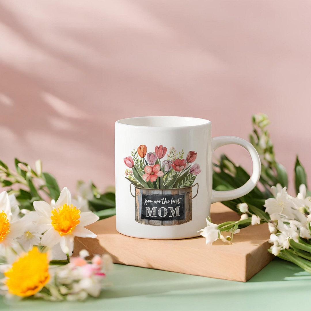Flower Bucket Best Mom Ever Mug | Ceramic Coffee Cup | Mother's Day ...