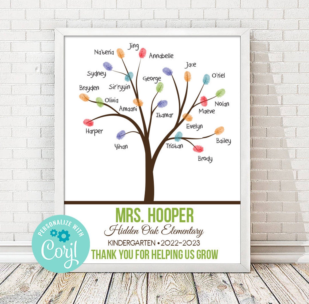 Digital Classroom Thumbprint Tree Print | Personalize Instantly With ...