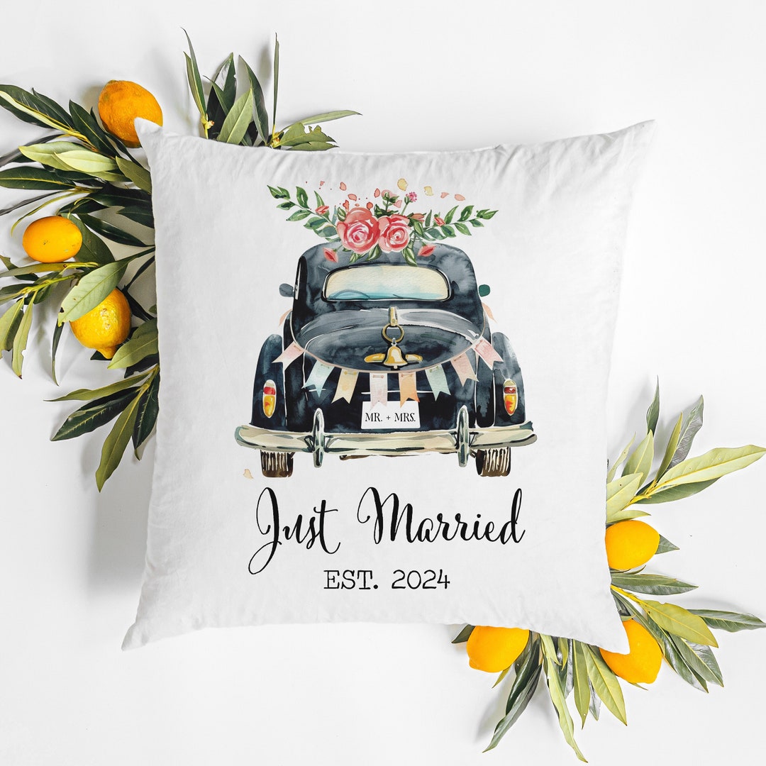 Custom Just Married Pillow | Wedding Gift | Personalized Throw Pillow ...