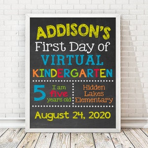 First Day of Virtual School Print First Day of School Sign First Day ...