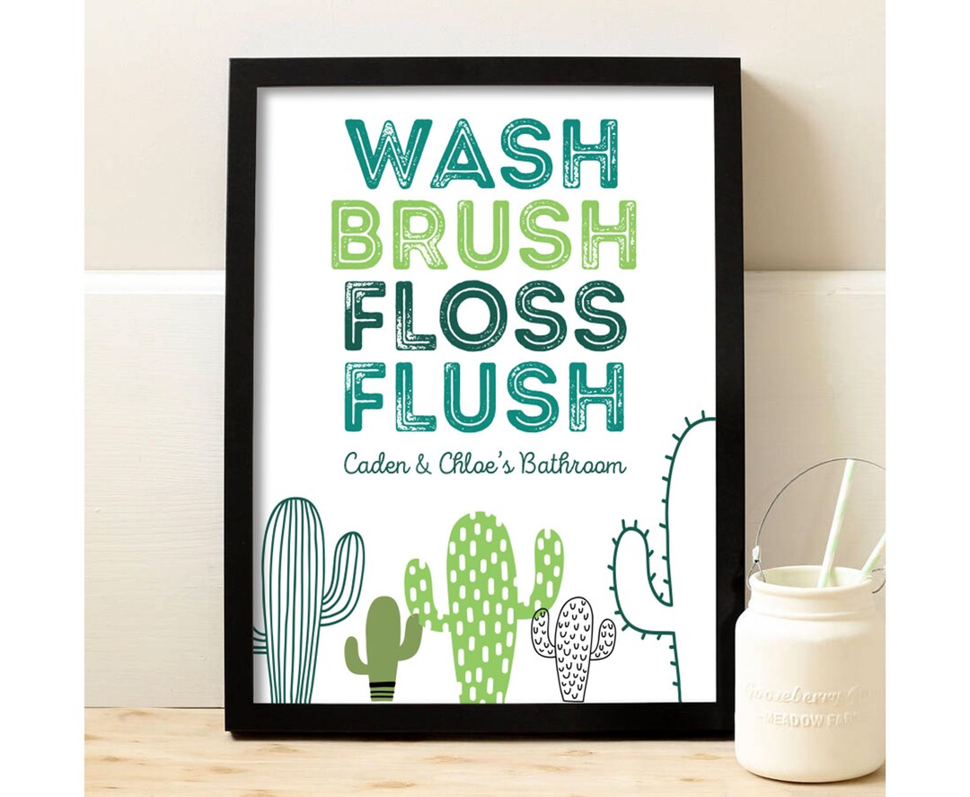Cactus Bathroom Art Print | Cactus Bathroom Sign | Kids Bathroom ...