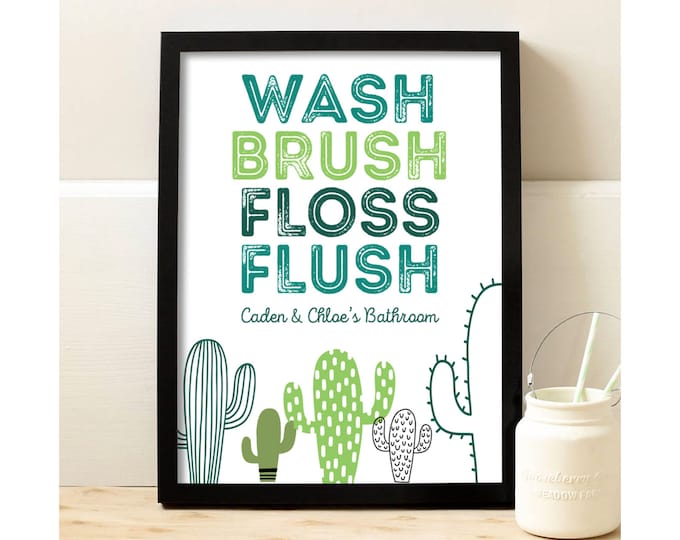 Cactus Bathroom Art Print Cactus Bathroom Sign Kids - Etsy