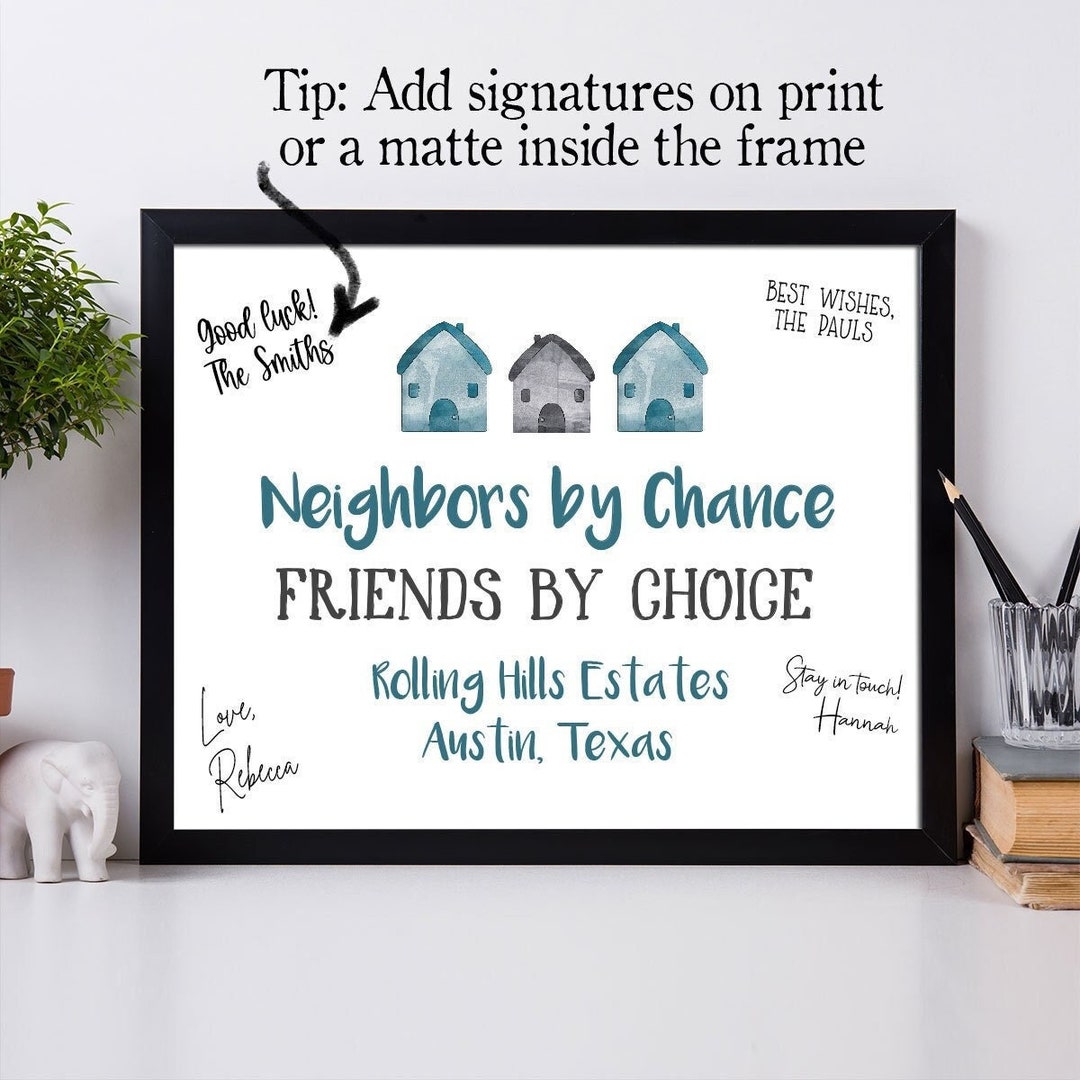 Neighbor Going Away Gift | Neighbor Farewell Art Print | Unique ...