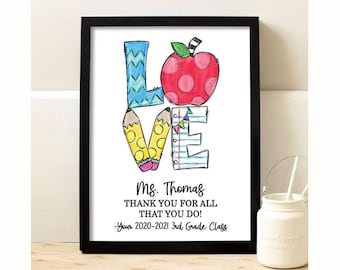 TEACHER Gift Teacher Sign Personalized Print With Student - Etsy