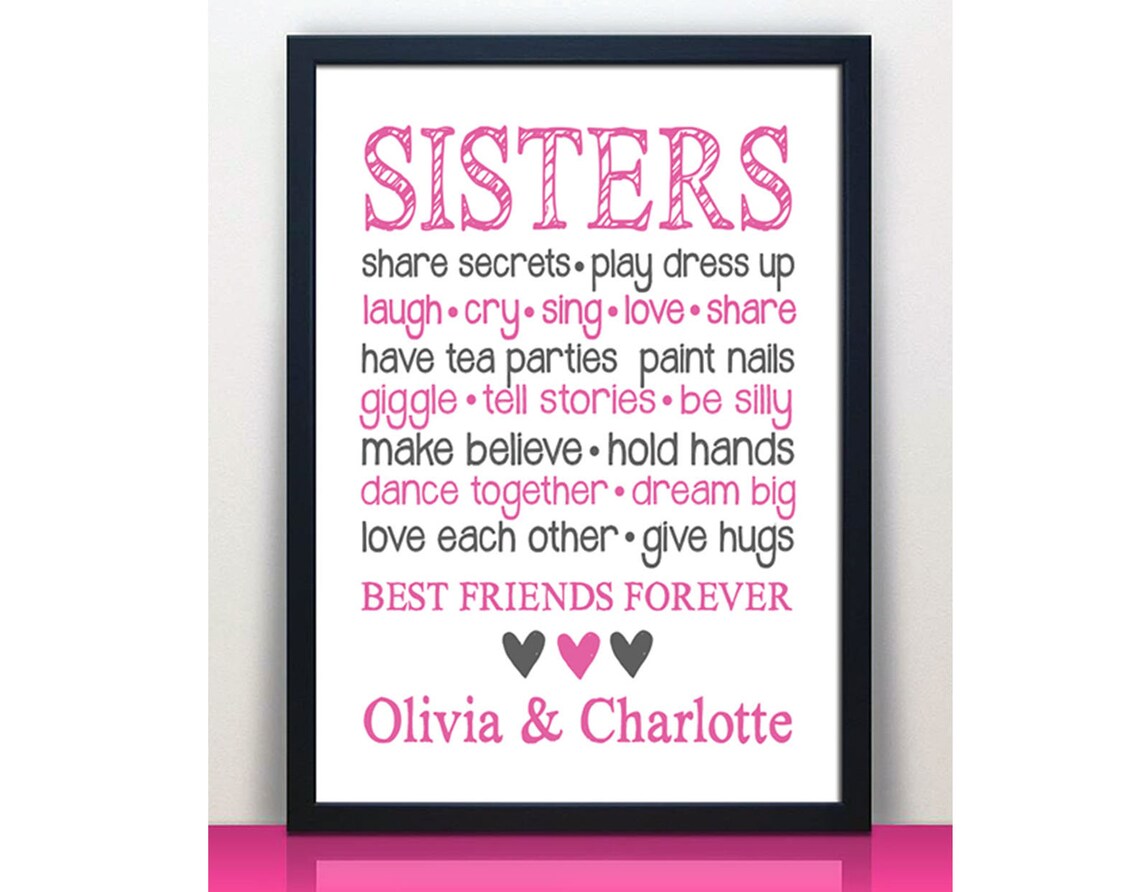 Personalized Sisters Print | Playroom Decor, Twin Sister Sign (digital ...