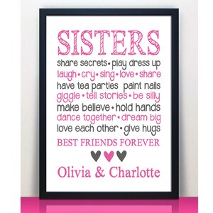 Personalized Sisters Print | Playroom Decor, Twin Sister Sign (digital ...