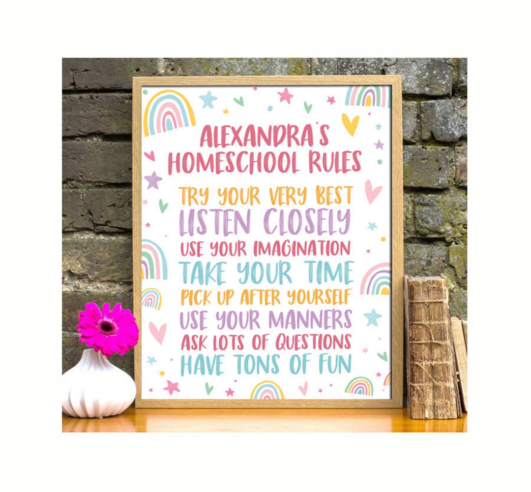 Personalized Homeschool Rules Print | Kids Decor | Homeschool Decor ...