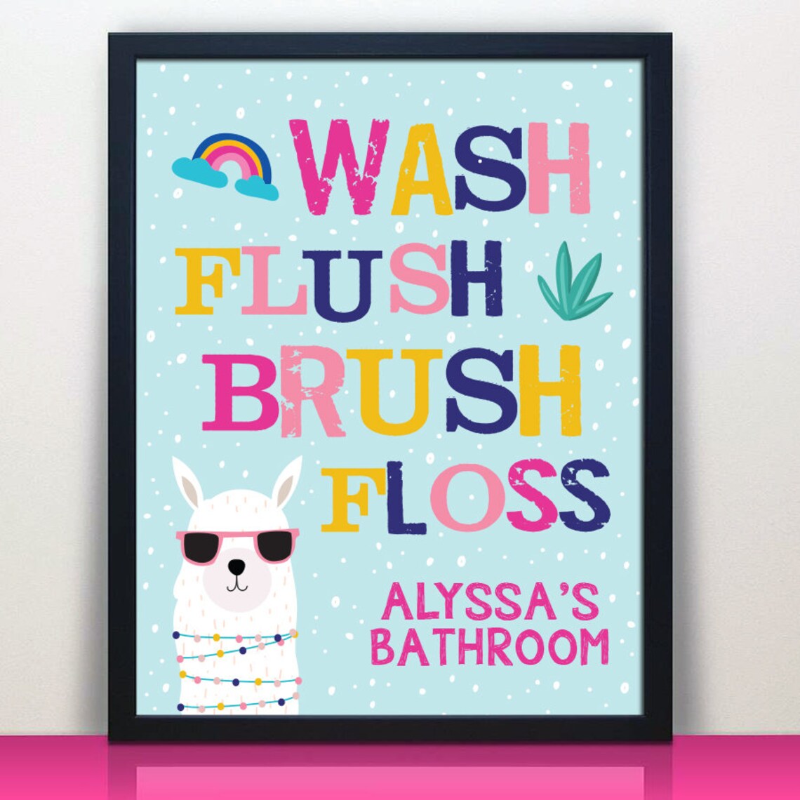 Llama Bathroom Paper Art Print Girls Bathroom Girls Shared - Etsy