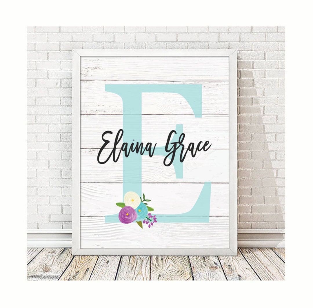 Girls Monogram Print | Floral Monogram | Personalized Print | Monogram ...