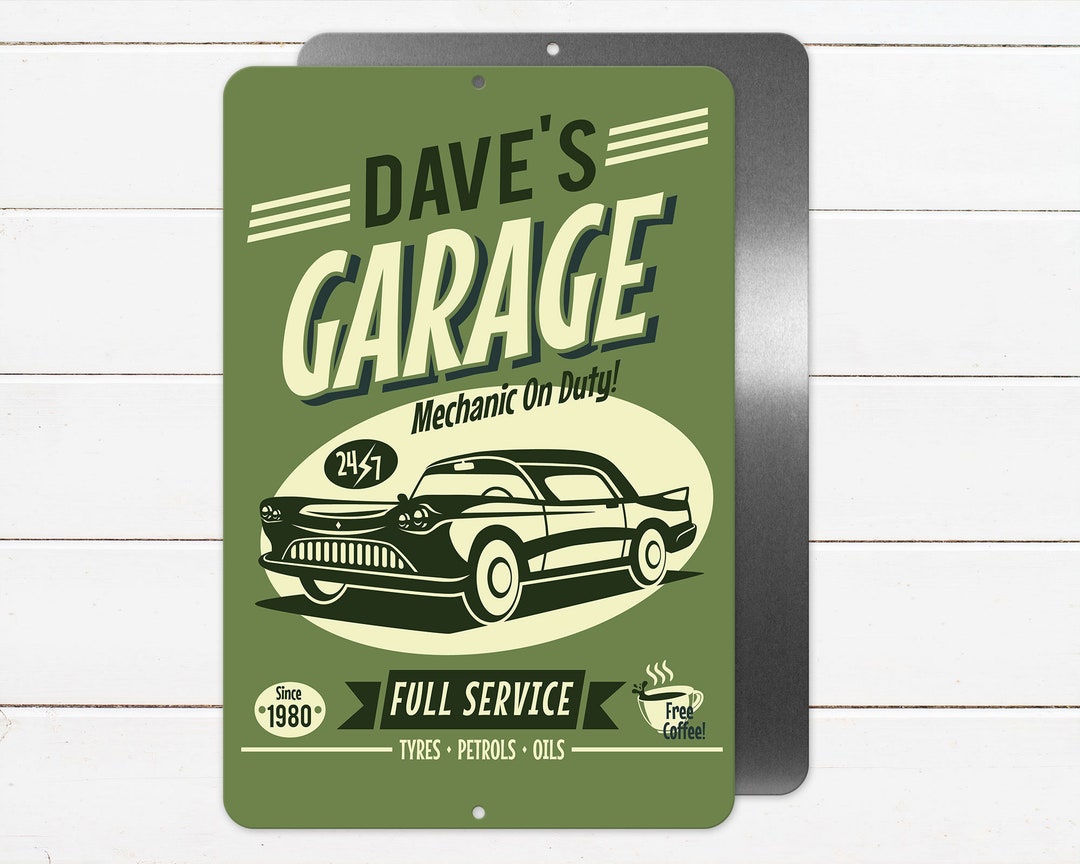 Personalized Mechanic Garage Metal Sign | 8" X 12" Outdoor Safe ...