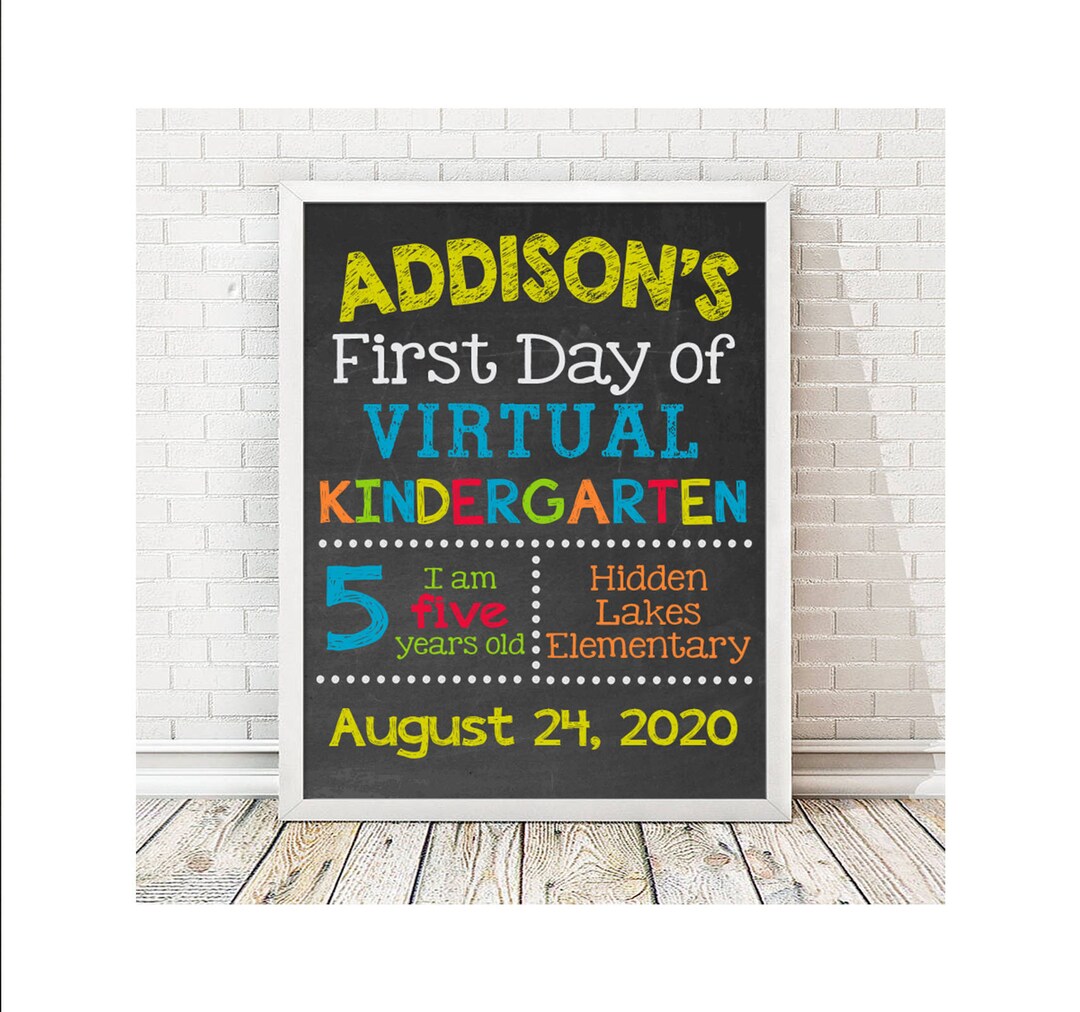 First Day of Virtual School Print | First Day of School Sign | First ...