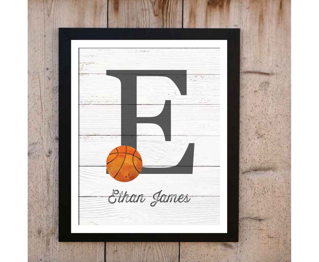 Monogrammed Basketball Art Print | Basketball Gift | Boy Name Decor ...
