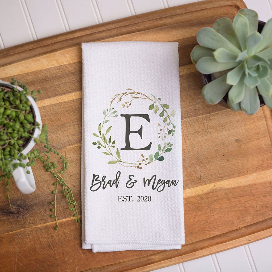Set of Two Custom Monogram Towels | Personalized Kitchen Towel ...