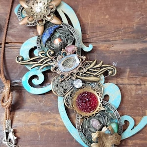 Bespoke Junk Vintage Necklace! Designed With Handpainted Wood, an Array ...