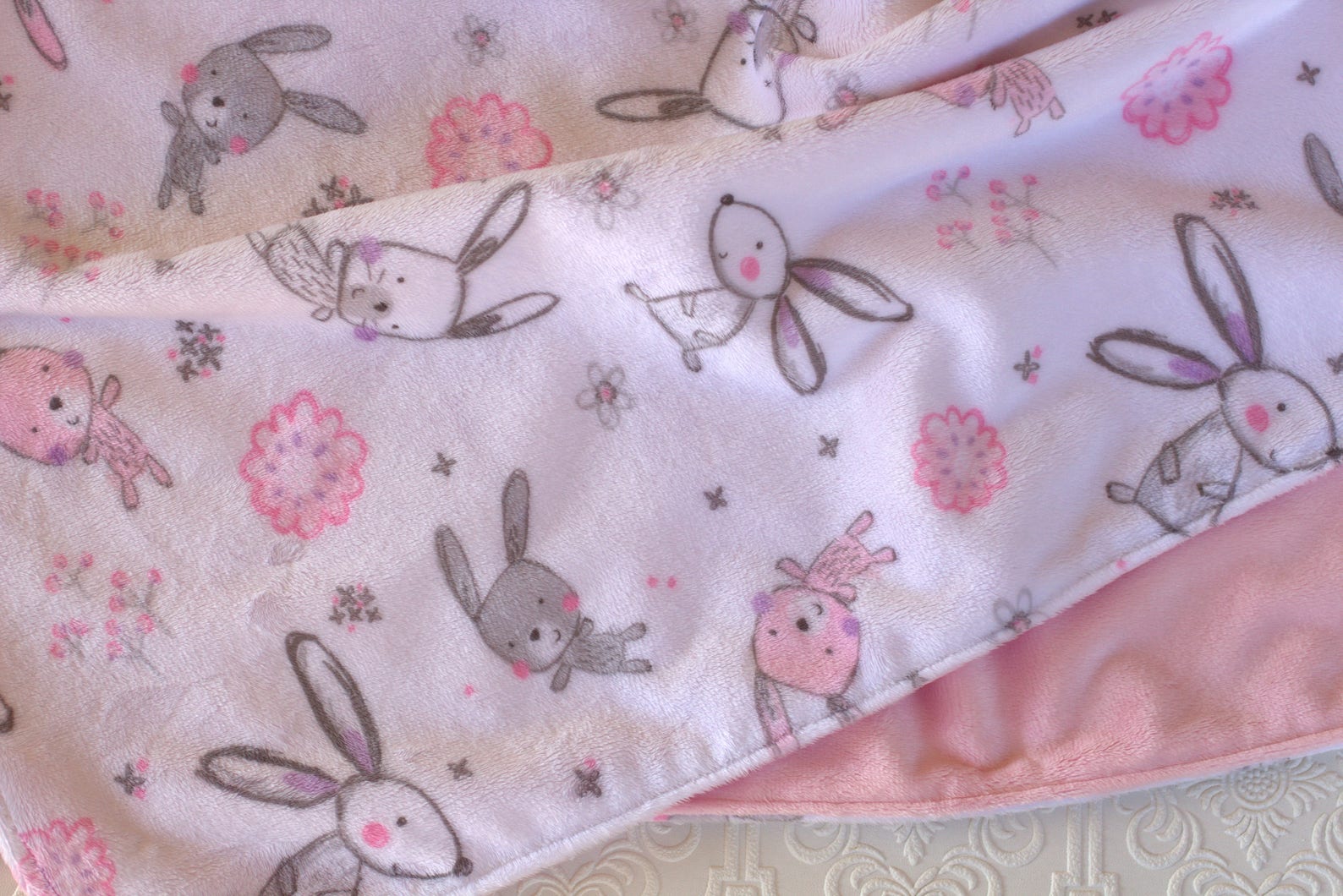 Personalized Gift, Baby Girl Blanket With Name, Pink Bunny Baby Blanket ...