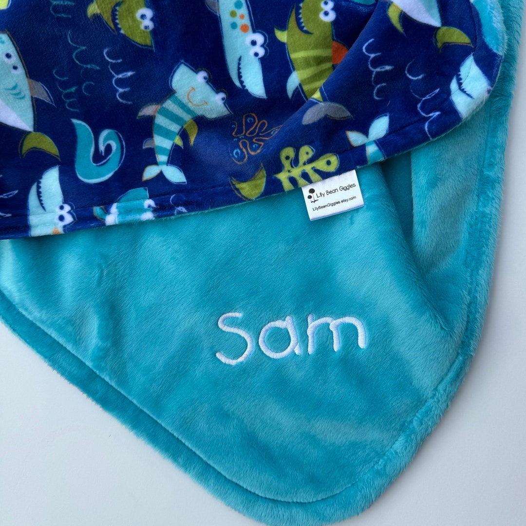 Personalized Ocean-themed Minky Blanket, Shark Minky Blanket, Baby ...