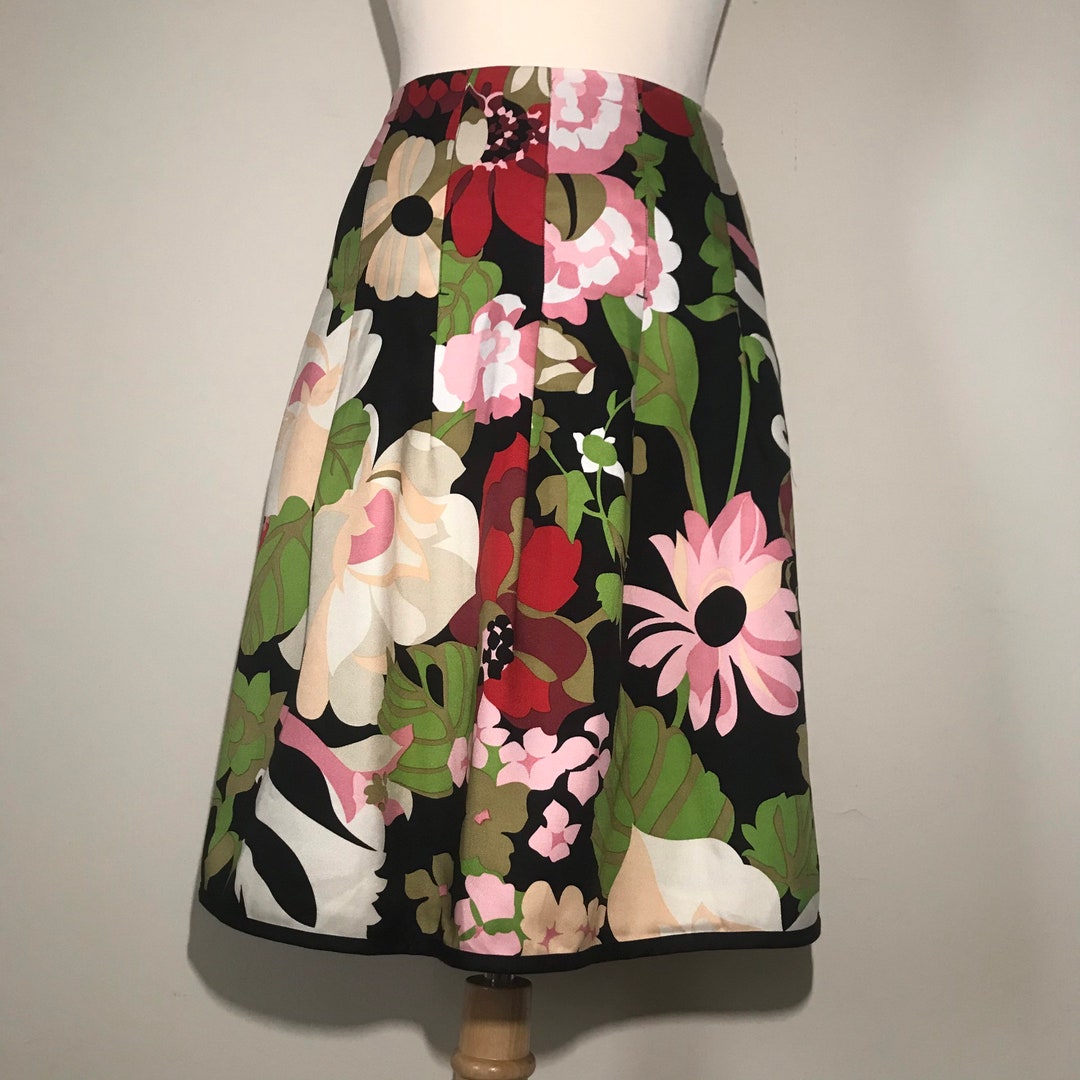 A-line Skirt Talbots Brand Skirt Pure Silk Flower Pattern - Etsy