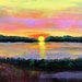SUNSET LAKE Original Abstract Large Colorful 18 X 24 In. Sky Clouds ...