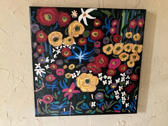 JOYFUL GARDEN Original Painting of Bright Happy Colorful | Etsy