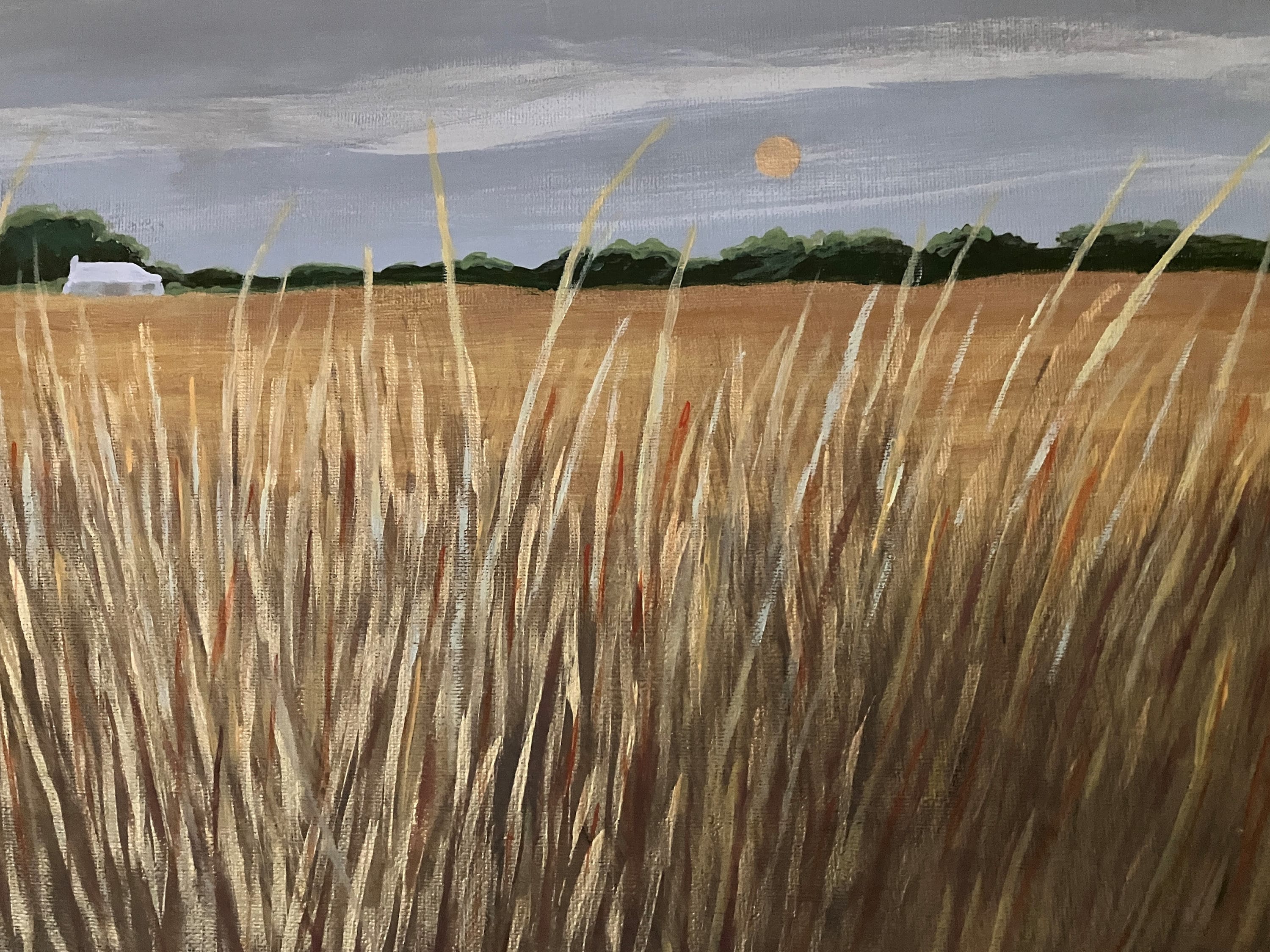 FIELD of GOLD Minimalist 12 X 24 In. Panorama Landscape Acrylic/mixed ...