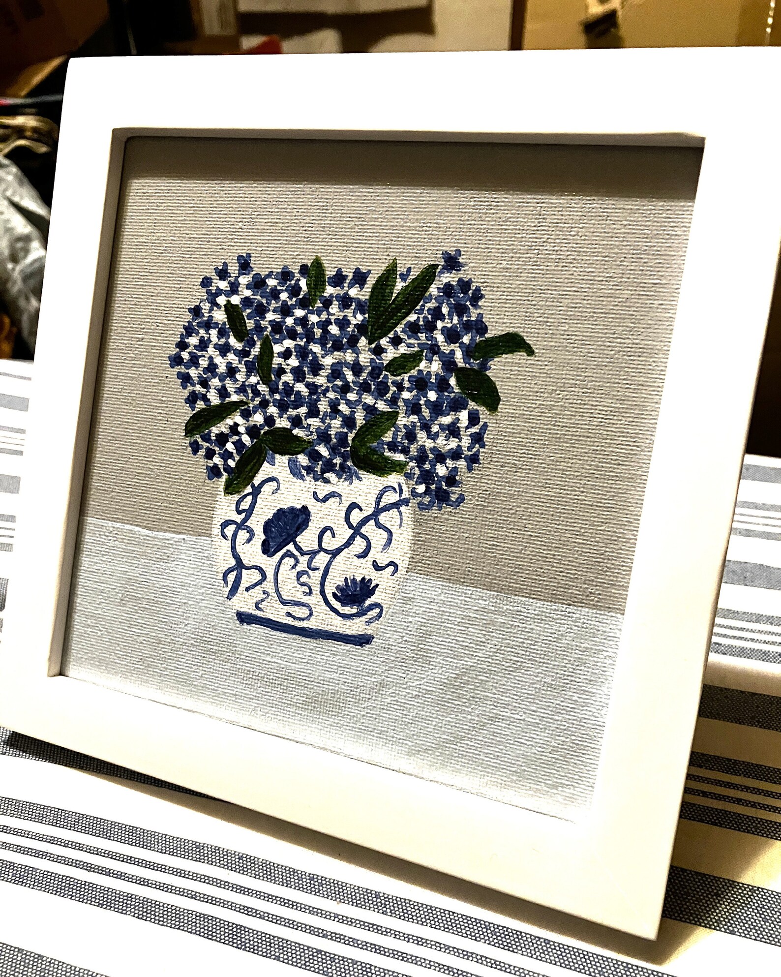 HYDRANGEA in GINGER JAR Original 6 X 6 Inch Painting With Wood Frame - Etsy