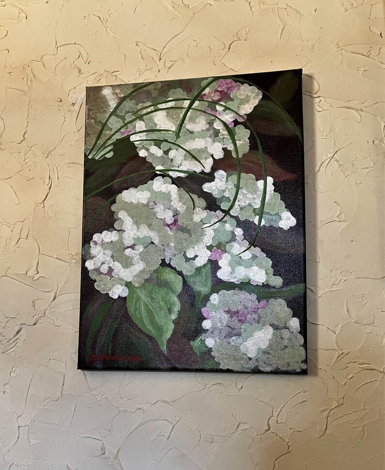 HYDRANGEA GARDEN Painting snowballs Original Artist Texture Earth ...