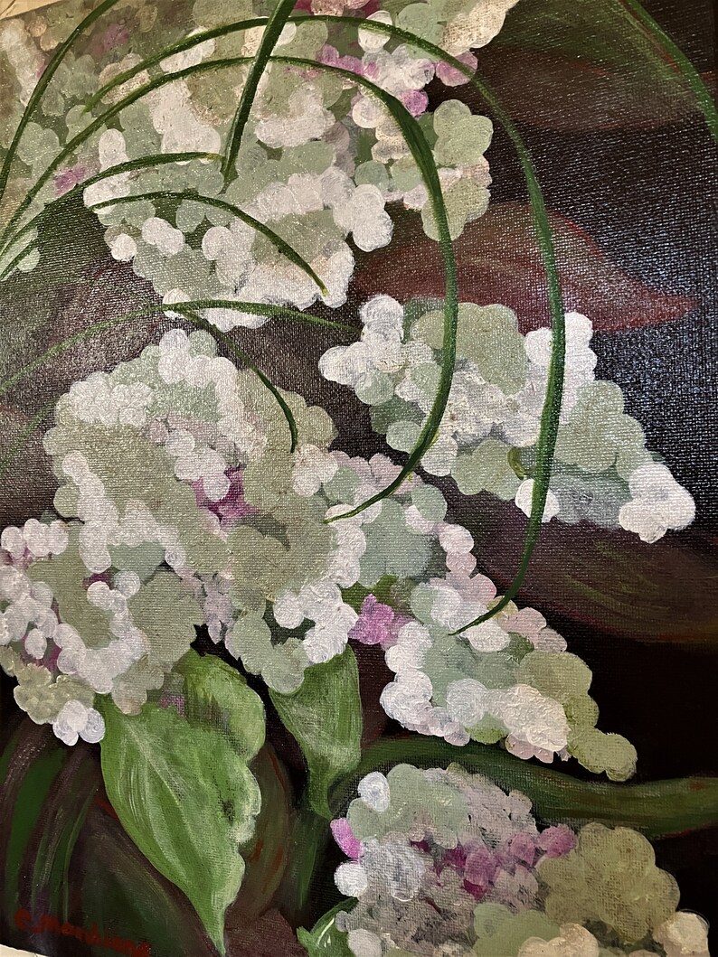 HYDRANGEA GARDEN Painting snowballs Original Artist Texture Earth ...